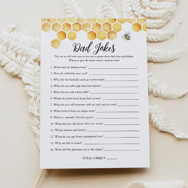 CALLA Bee Dad Jokes Baby Shower Game Card | Zazzle