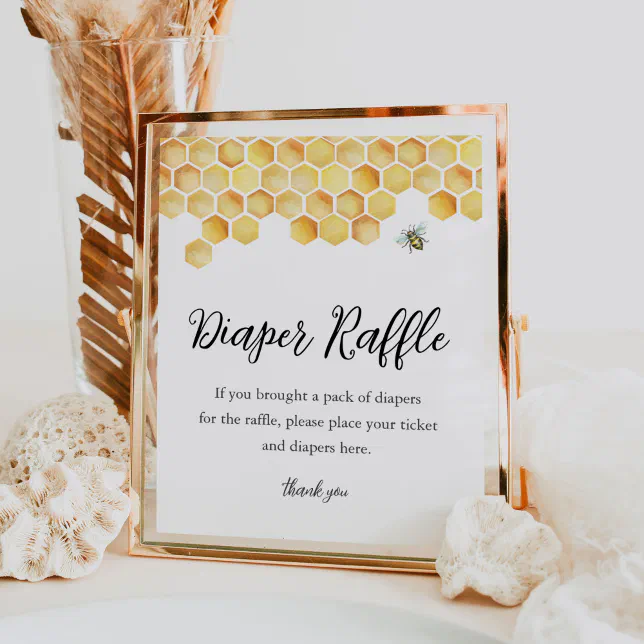 CALLA Bee Diaper Raffle Baby Shower Game Sign | Zazzle