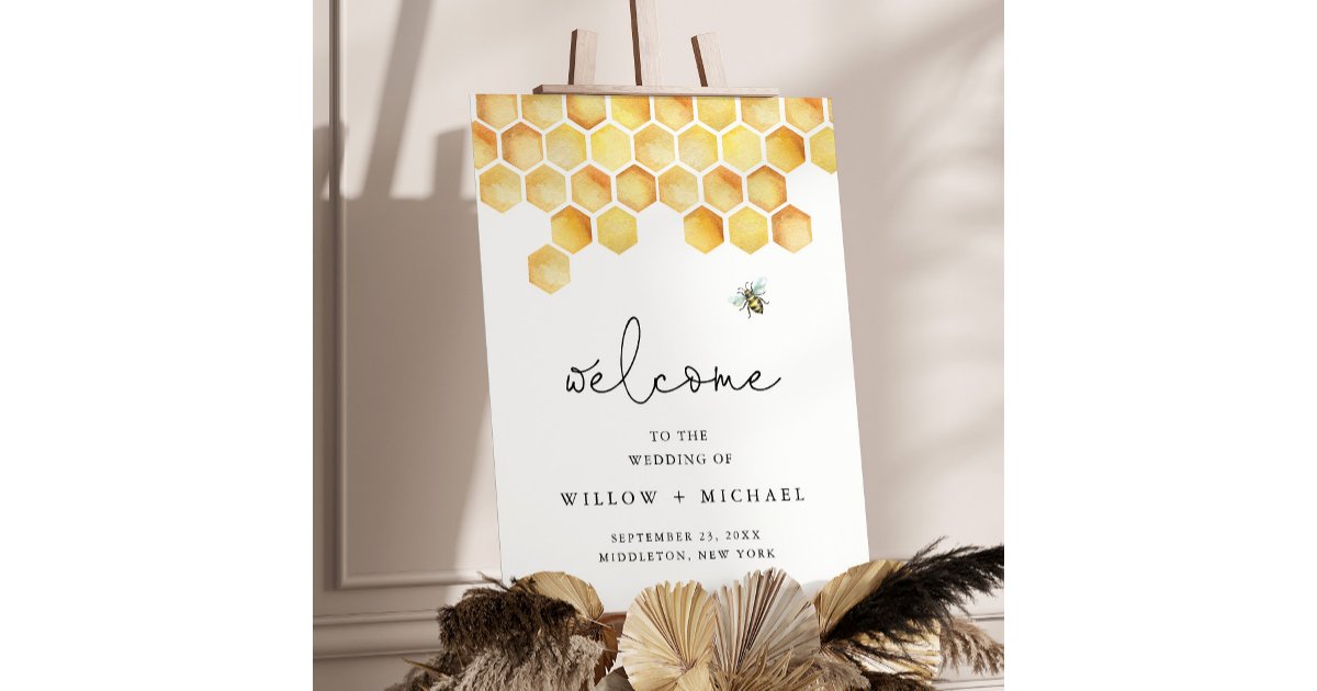 CALLA Honey Bee Wedding Welcome Foam Board | Zazzle