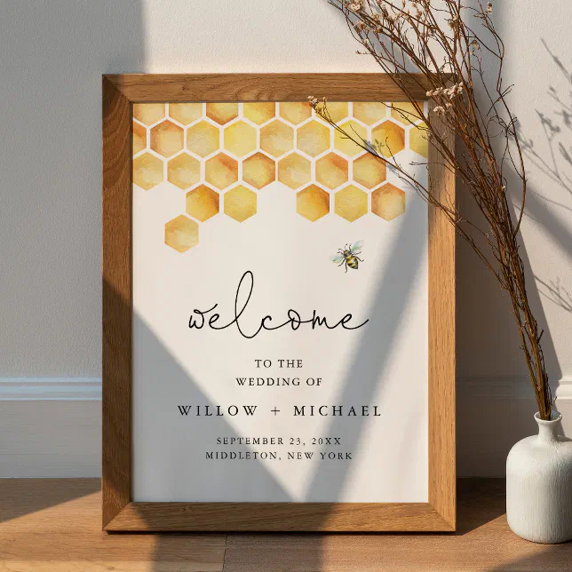 CALLA Honey Bee Wedding Welcome Poster | Zazzle