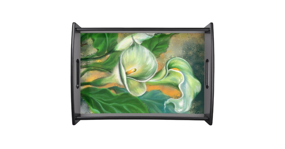 Calla Lily Flowers Serving Tray Beautiful Lilies | Zazzle