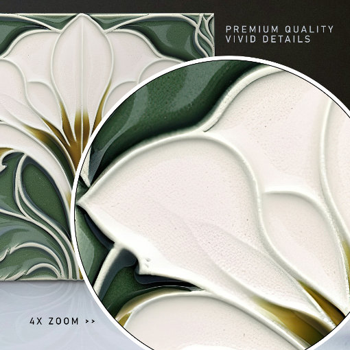 Calla Lily Green Floral Wall Decor Art Nouveau Ceramic Tile | Zazzle