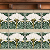 Calla Lily Green Floral Wall Decor Art Nouveau Ceramic Tile | Zazzle