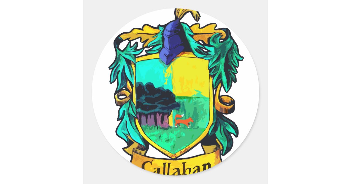 Callahan Family Crest (cutout) Classic Round Sticker | Zazzle