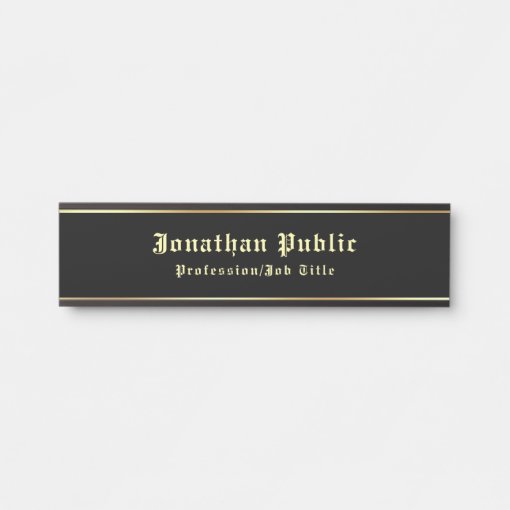 Calligraphed Black Gold Classic Nostalgic Template Door Sign | Zazzle