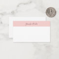 Calligraphed Script Name Modern Blush Pink White Note Card | Zazzle