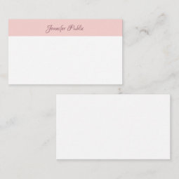 Calligraphed Script Name Modern Blush Pink White Note Card | Zazzle
