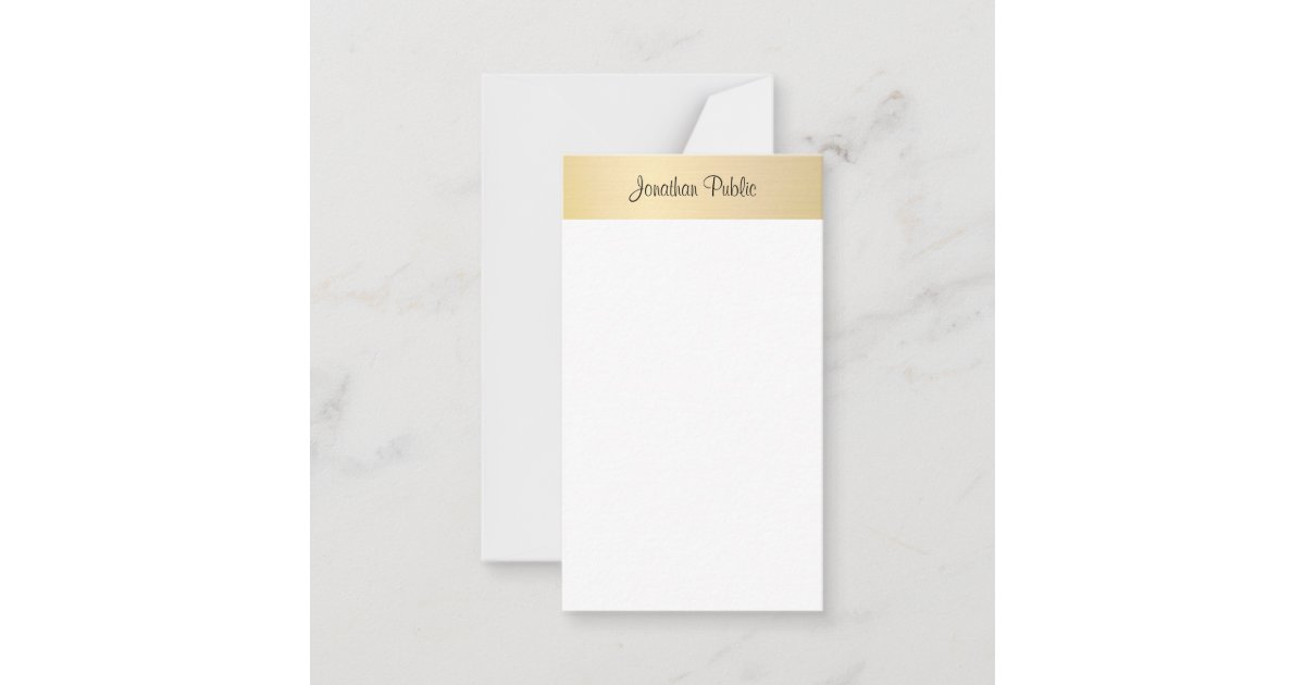 Calligraphed Script Stylish Gold Look Elegant Note Card | Zazzle