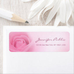 Calligraphed Script Template Modern Pink Rose Label | Zazzle