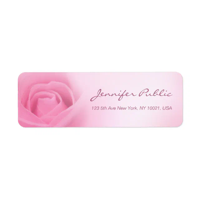 Calligraphed Script Template Modern Pink Rose Label | Zazzle