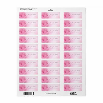 Calligraphed Script Template Modern Pink Rose Label | Zazzle