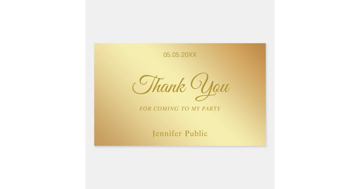 Calligraphed Thank You Text Gold Template Elegant Rectangular Sticker ...