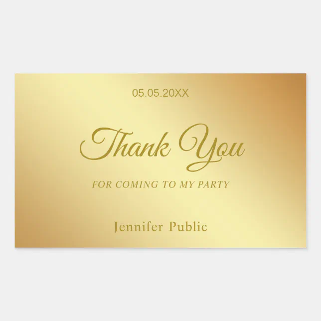 Calligraphed Thank You Text Gold Template Elegant Rectangular Sticker ...