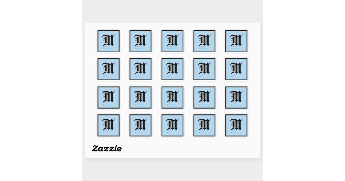 Calligraphic Capital Letter M Square Sticker | Zazzle