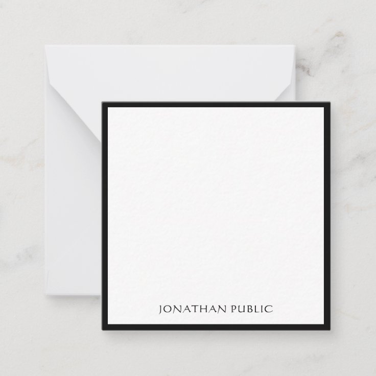 Calligraphic Typed Elegant Black Border Classic Note Card | Zazzle