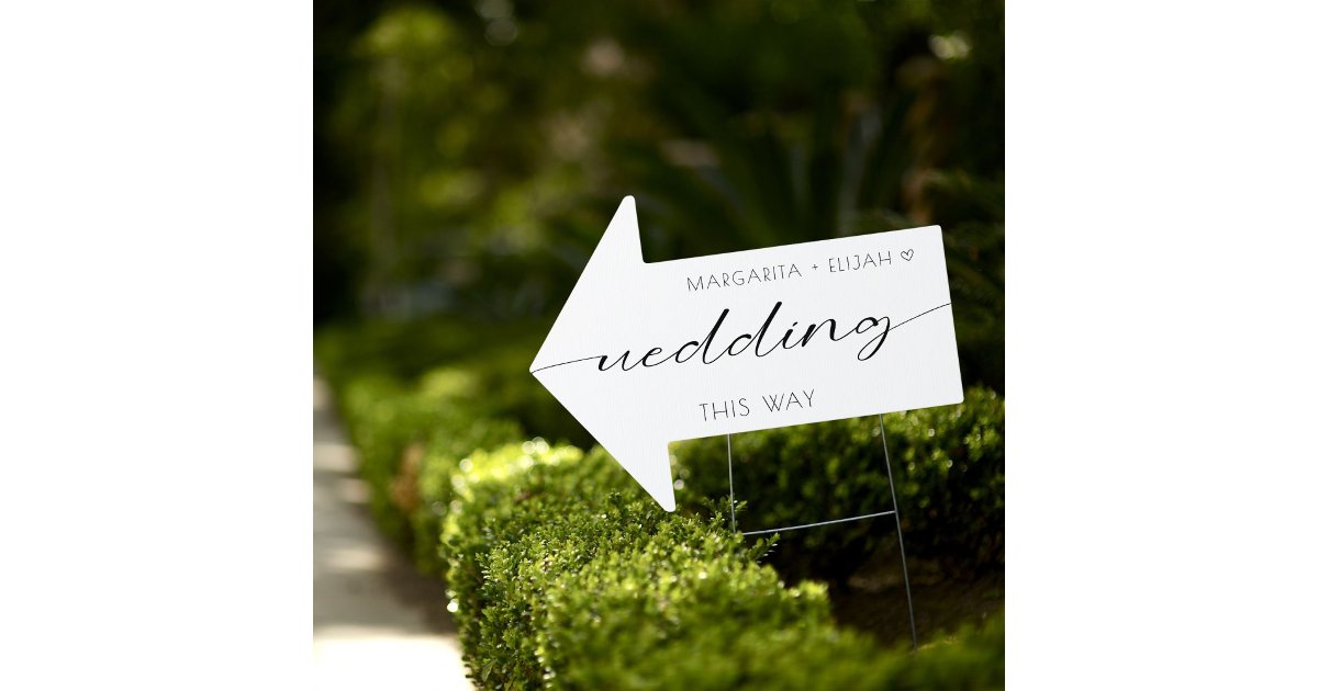 Calligraphy Arrow Wedding Directional Sign | Zazzle