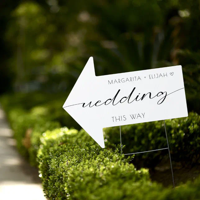 Calligraphy Arrow Wedding Directional Sign | Zazzle