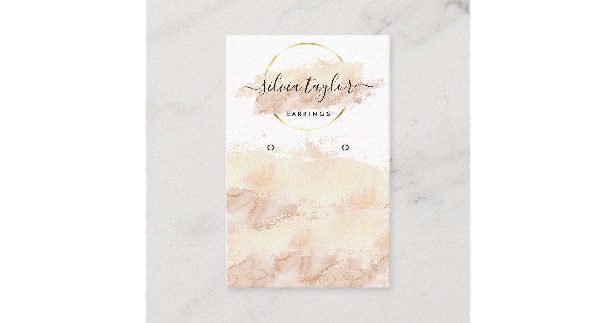 Calligraphy art Earring display card add logo | Zazzle