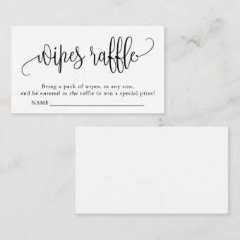 Calligraphy Baby Shower Wipes Raffle Black White Enclosure Card | Zazzle
