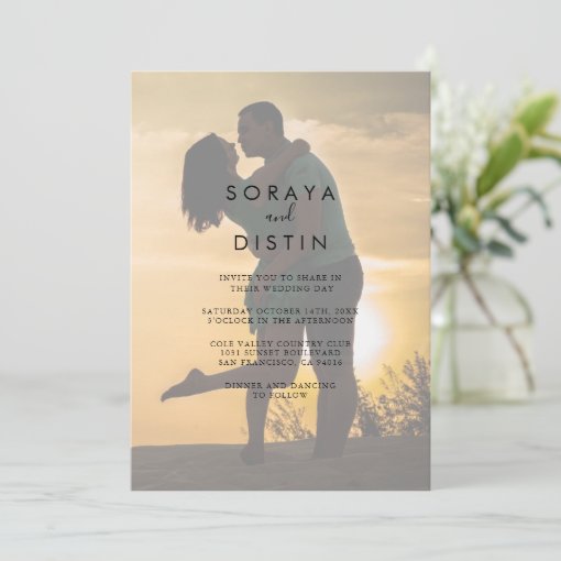 Calligraphy Back & Front Formal Photo Wedding Invitation | Zazzle
