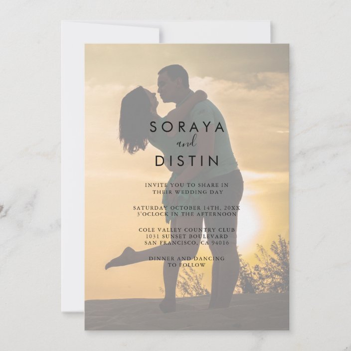 Calligraphy Back & Front Formal Photo Wedding Invitation | Zazzle.com