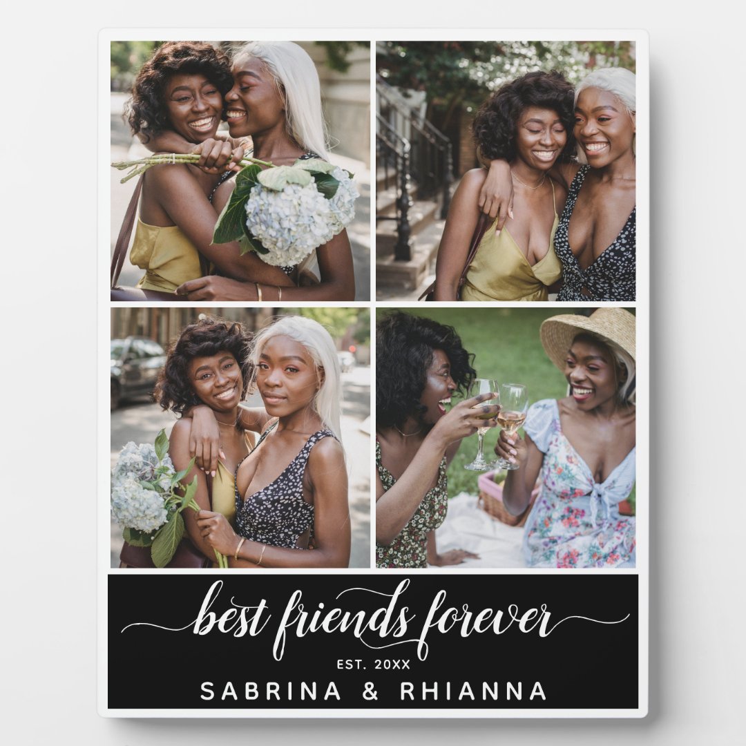Calligraphy Best Friends Forever Photo Collage Plaque | Zazzle