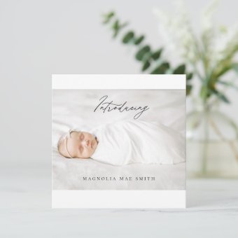 Calligraphy Birth Announcement Card | Zazzle