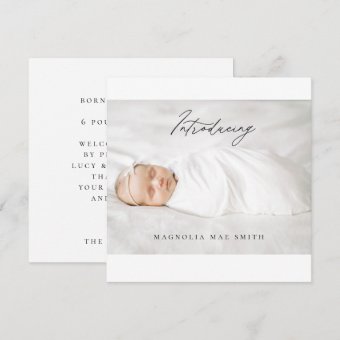 Calligraphy Birth Announcement Card | Zazzle
