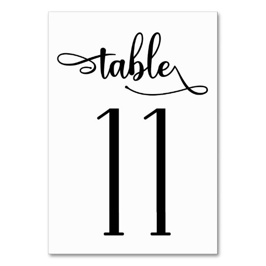 Calligraphy black 3.5x5 table number | Table 11 | Zazzle.com