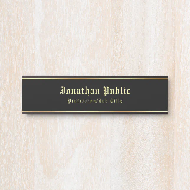 Calligraphy Black And Gold Classic Nostalgic Look Door Sign | Zazzle