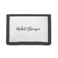 Calligraphy Black White Personalized Plain Modern Trifold Wallet | Zazzle