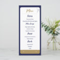 Calligraphy Blue Boarding Pass Wedding Menu | Zazzle