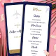 Calligraphy Blue Boarding Pass Wedding Menu | Zazzle