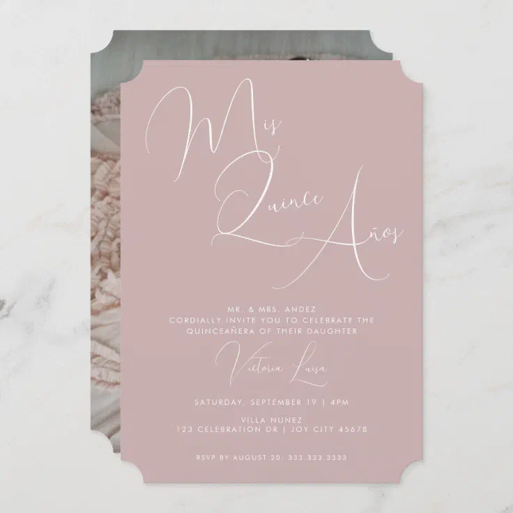 Calligraphy Blush Pink 15th Birthday quinceañera Invitation | Zazzle
