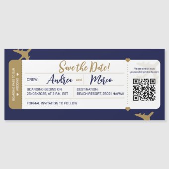 Calligraphy Boarding Pass Wedding Save the Date | Zazzle