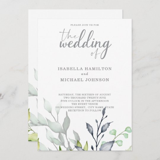Calligraphy Botanical Wedding elegant Invitation | Zazzle.com