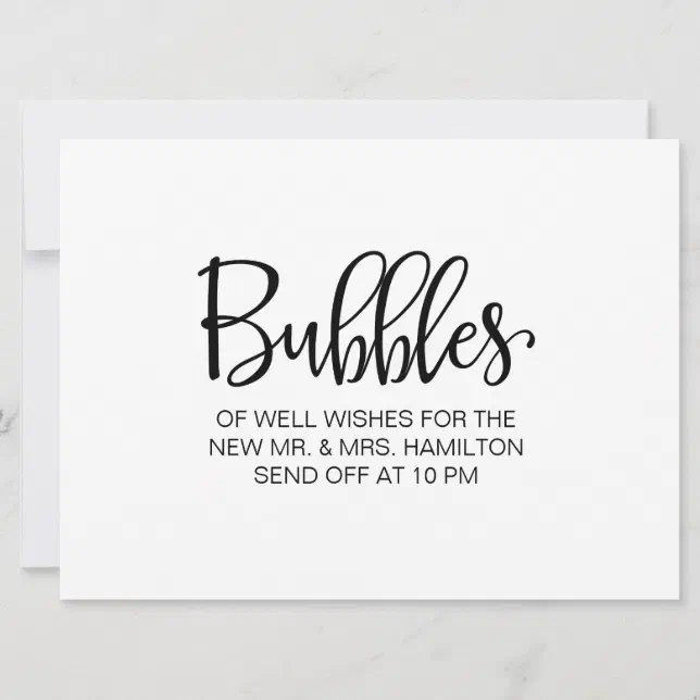 Calligraphy | "Bubbles" Custom Send off sign Invitation | Zazzle