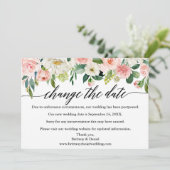 Calligraphy Change The Date Pink Floral Card | Zazzle