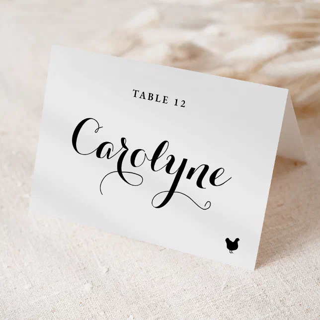 Calligraphy Chicken Meal Choice Wedding Place Card | Zazzle