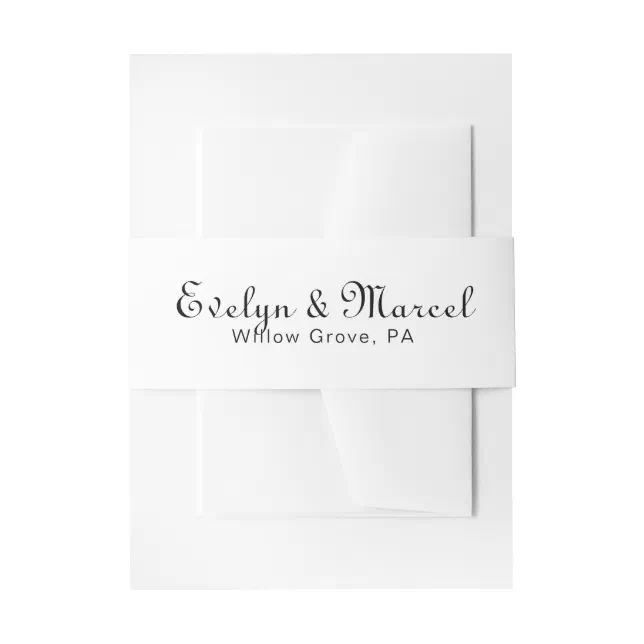 Calligraphy Classic Minimalist Wedding Invitation Belly Band | Zazzle
