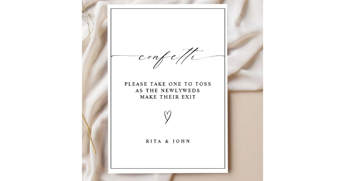 Calligraphy Confetti Send Off Wedding Sign | Zazzle