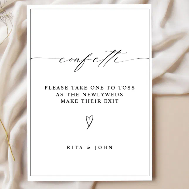 Calligraphy Confetti Send Off Wedding Sign | Zazzle