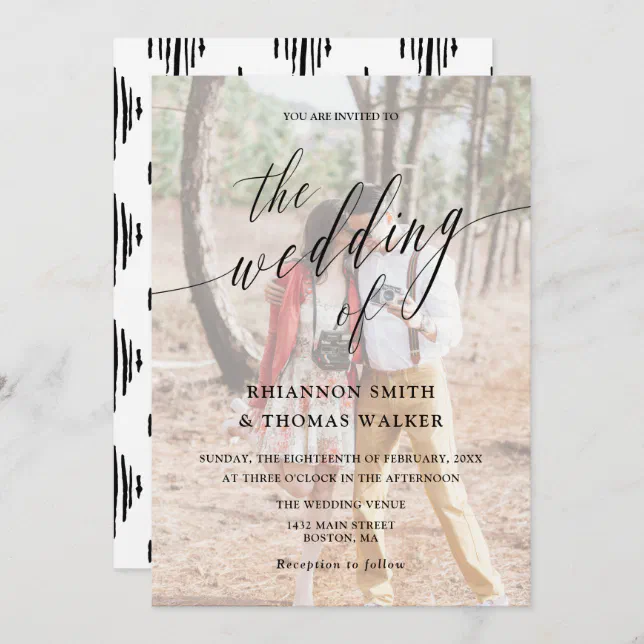 Calligraphy Custom Photo Wedding Invitation | Zazzle