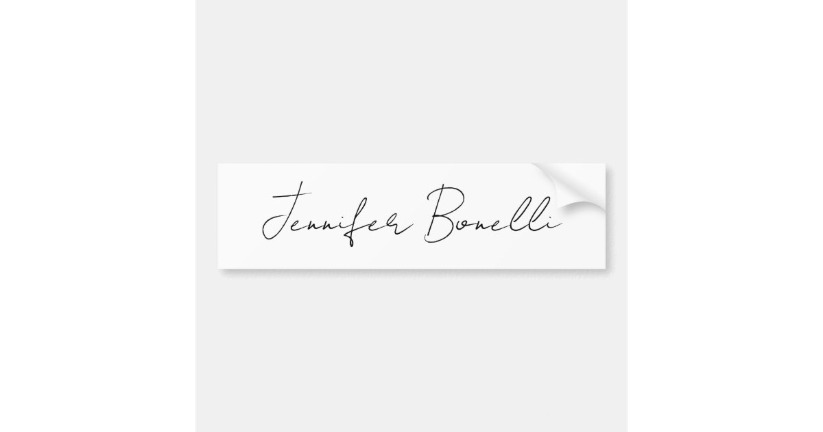 Calligraphy Elegant Black White Plain Simple Name Bumper Sticker | Zazzle