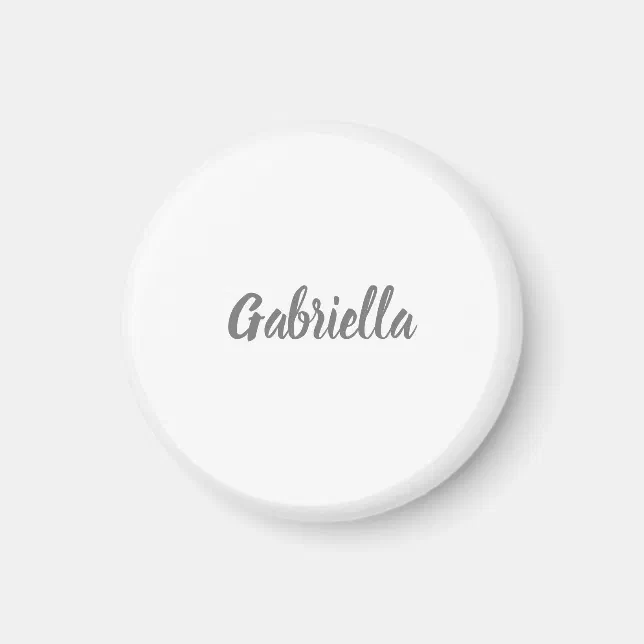 Calligraphy Elegant Grey White Plain Simple Name Magnet | Zazzle