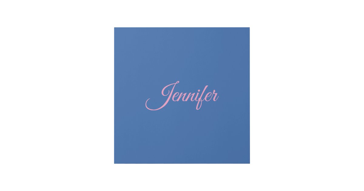 Calligraphy Elegant Pink Blue Custom Name Gallery Wrap | Zazzle
