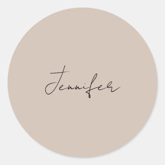 Calligraphy Elegant Plain Simple Name Classic Round Sticker | Zazzle