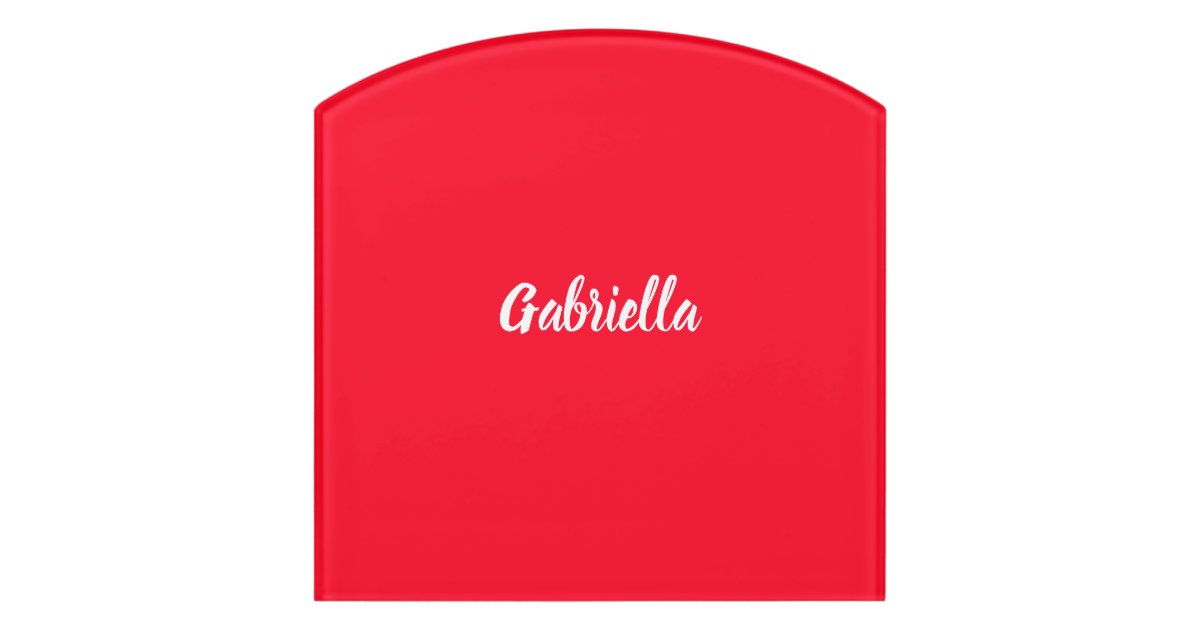Calligraphy Elegant Red White Plain Simple Name Door Sign | Zazzle