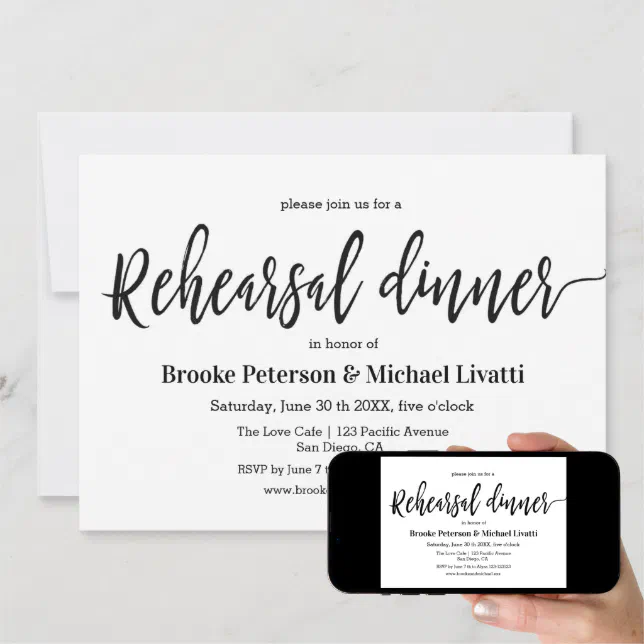Calligraphy Elegant Rehearsal Dinner Invitation | Zazzle