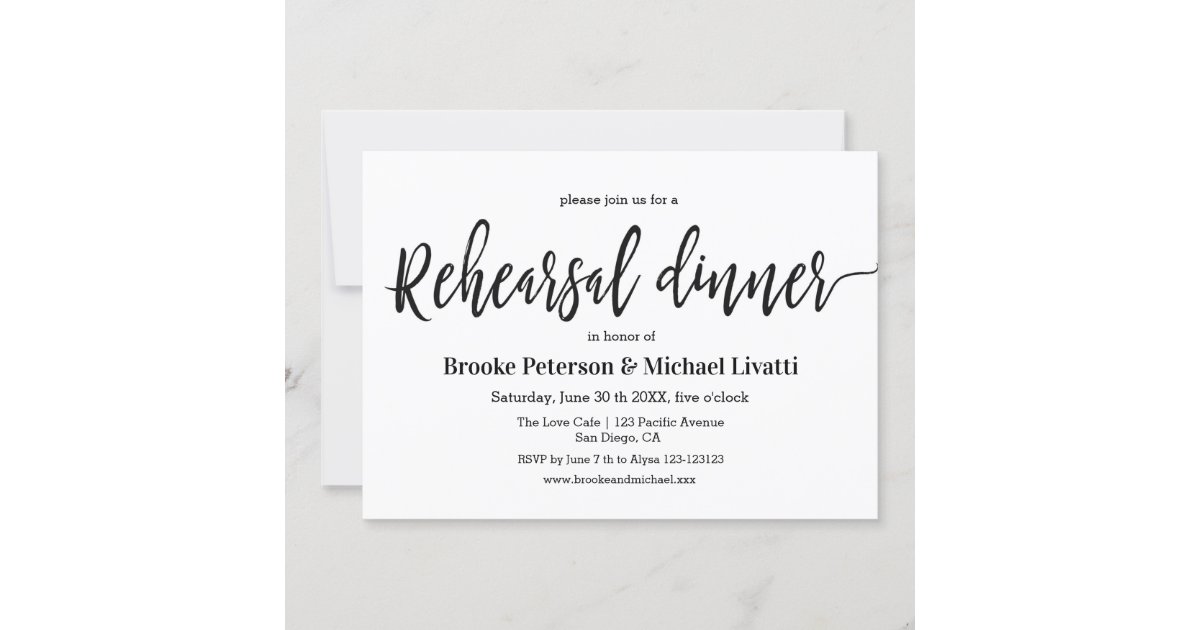Calligraphy Elegant Rehearsal Dinner Invitation | Zazzle